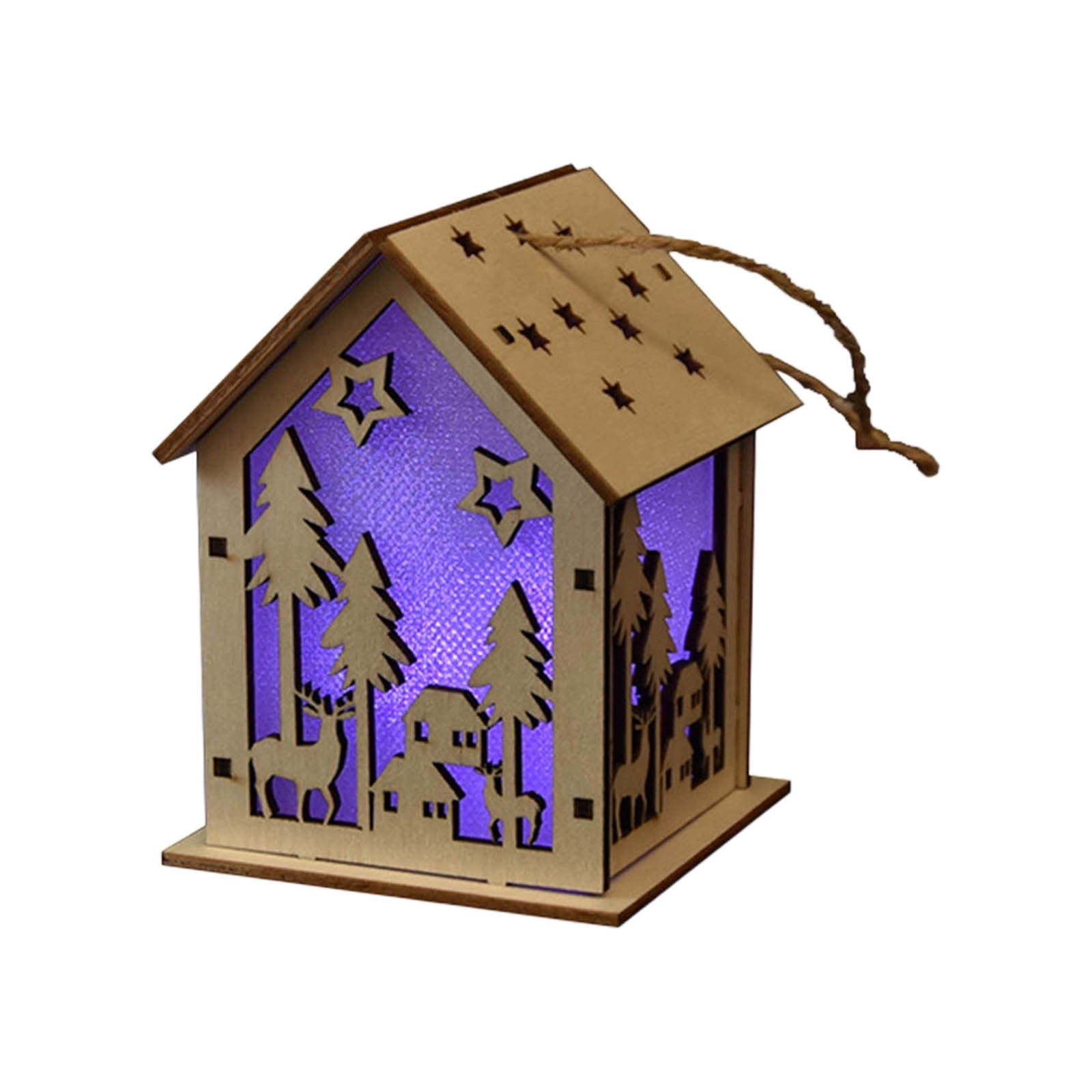 LED Light Christmas Xmas Tree Wooden House Wooden Christmas Village ...