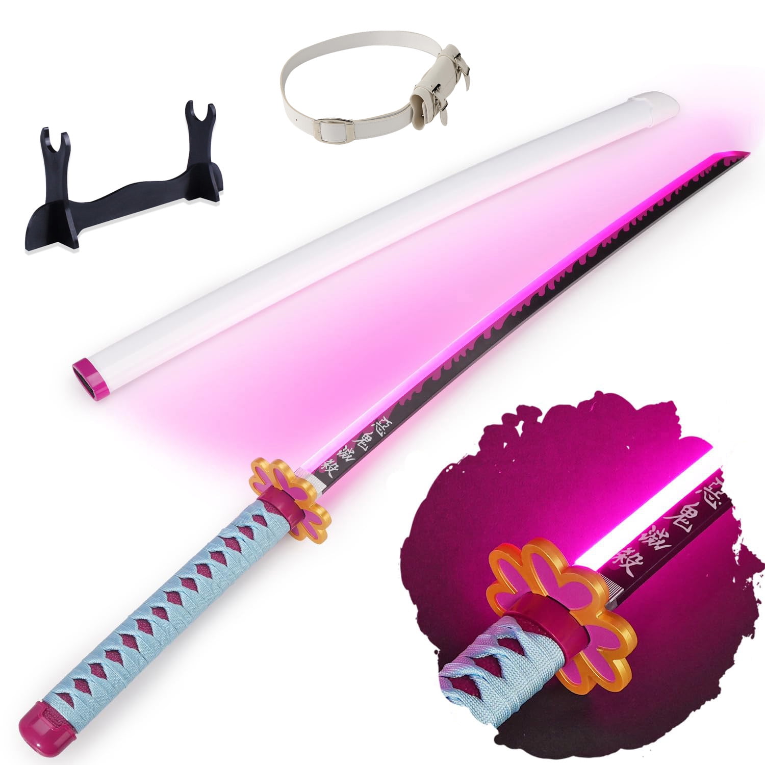 LED Light Demon Slayer Sword Kanroji Mitsuri with Belt and Holder ...