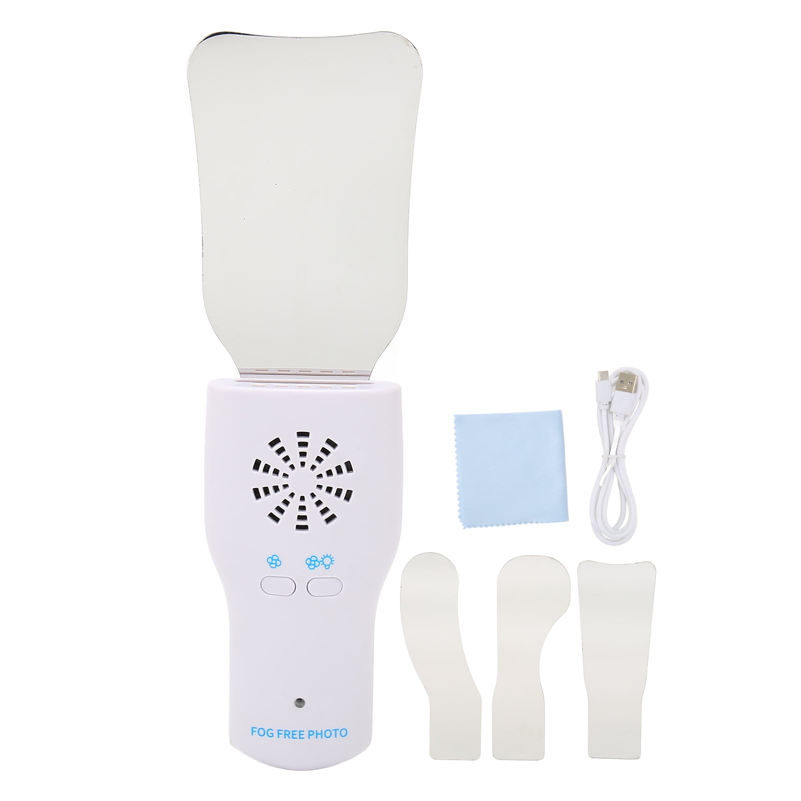 LED Light Dental Mirror Handle with 4 Mirrors - Prevent Fog Teeth Oral ...