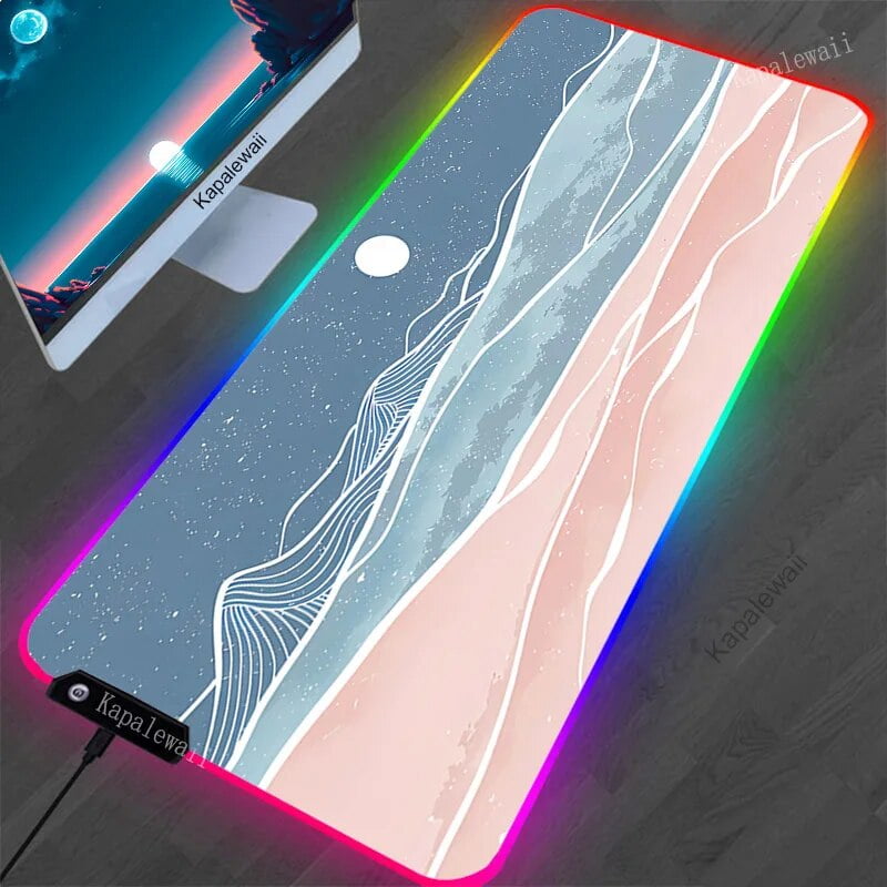 LED Light Desk Mat Computer Gaming Mousepad Pink Forest Mono 90x40cm ...