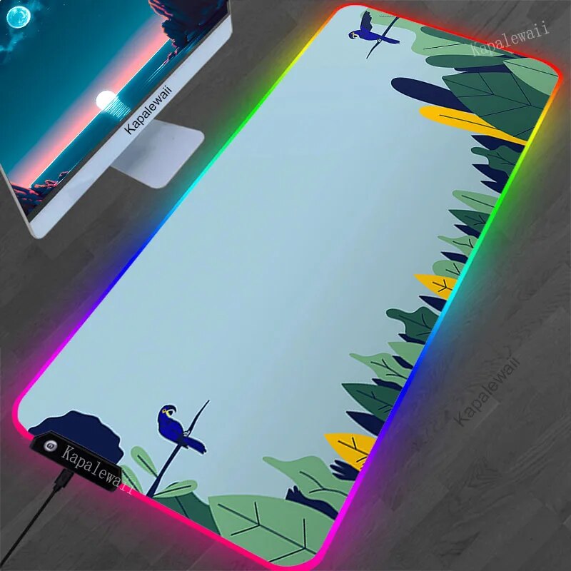 LED Light Desk Mat Computer Gaming Mousepad Pink Forest Mono 90x40cm ...