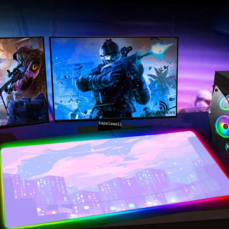 LED Light Desk Mat Computer Mousepad Landscape Backlight Keyboard Cover ...