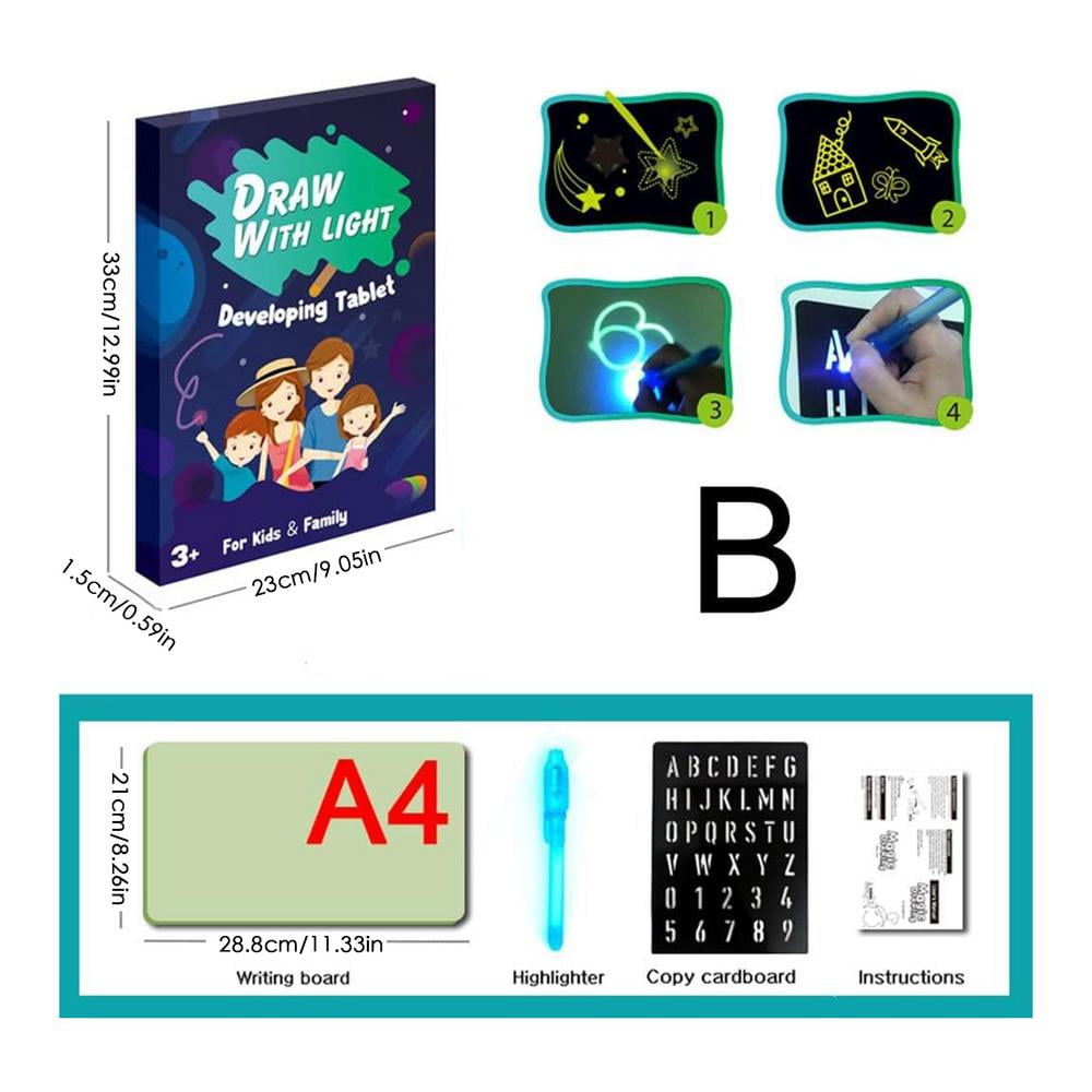 LED Light Drawing Pad Drawing Tablet for Kids Reusable Doodle Board ...