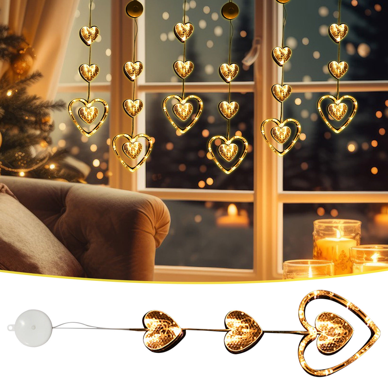 LED Light Fabric Peach Heart String Light Girl Heart Room Decoration ...