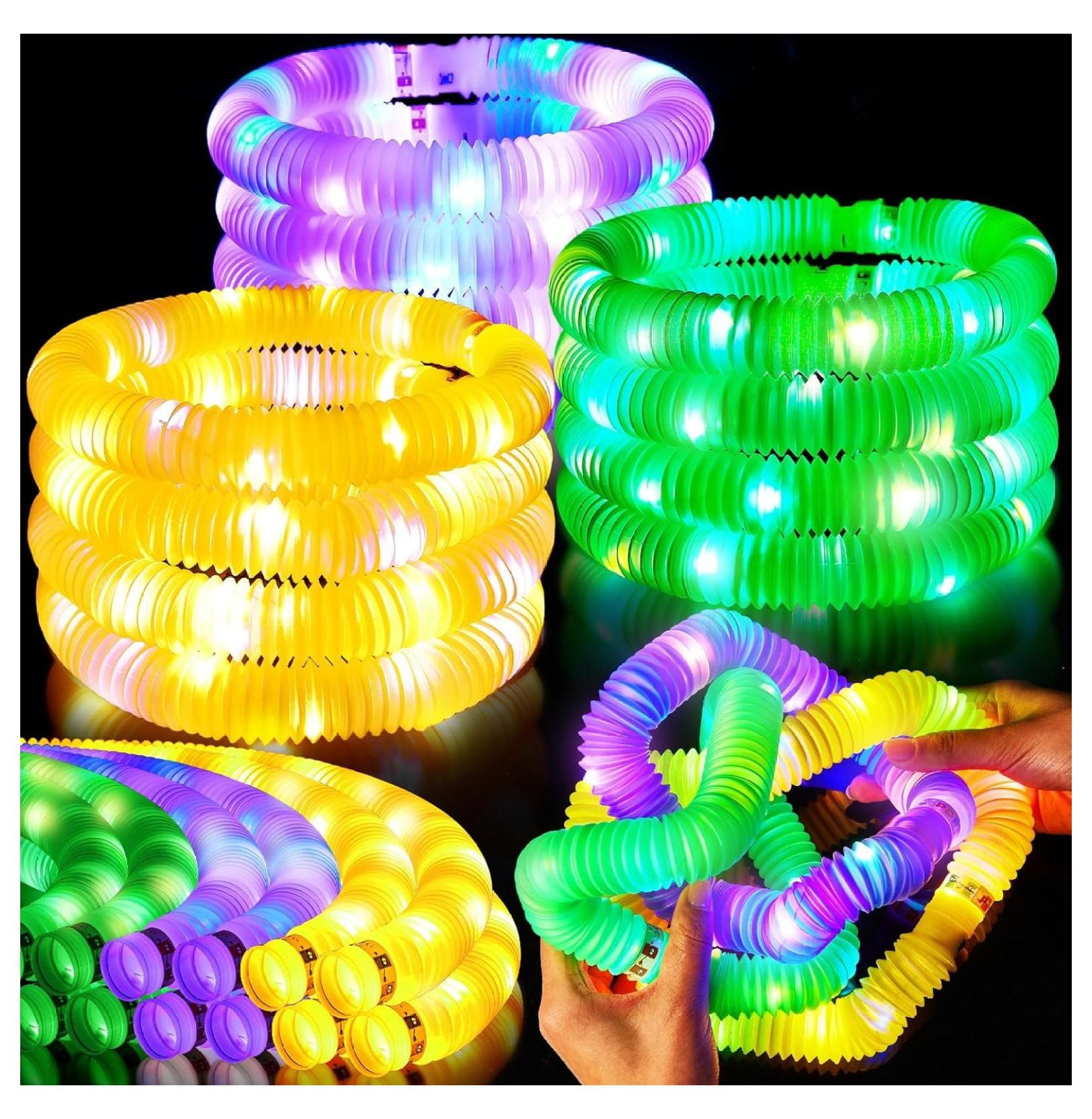 LED Light up Fidget Tubes Glow Sticks Decorations Glow in the Dark ...