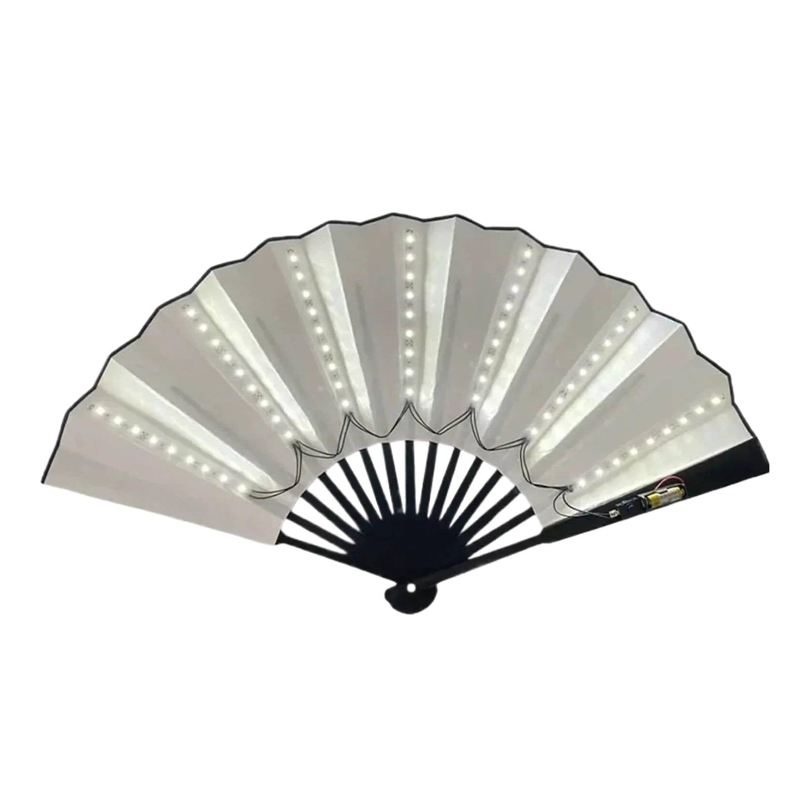 LED Light Up Folding Fan 60cm/23.6in | Rechargeable Handheld Fan with ...