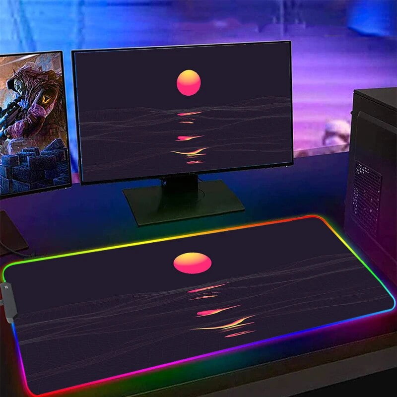 LED Light Gaming Mouse Pad RGB Large Keyboard Cover Rubber Base ...