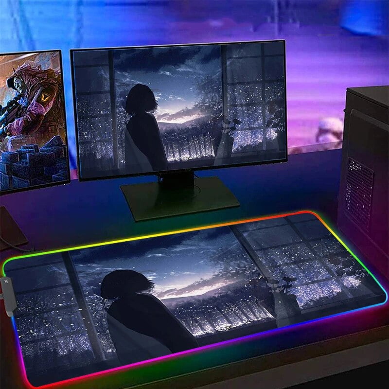 LED Light Gaming Mouse Pad RGB Large Keyboard Cover Rubber Base ...