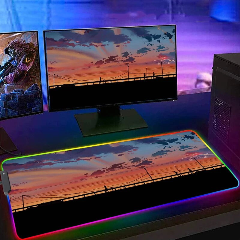 LED Light Gaming Mouse Pad RGB Large Keyboard Cover Rubber Base ...