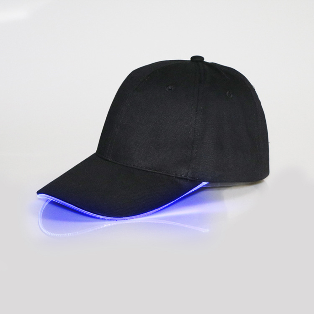LED Light Glow Club Party Sports Athletic Black Fabric Travel Hat Cap ...