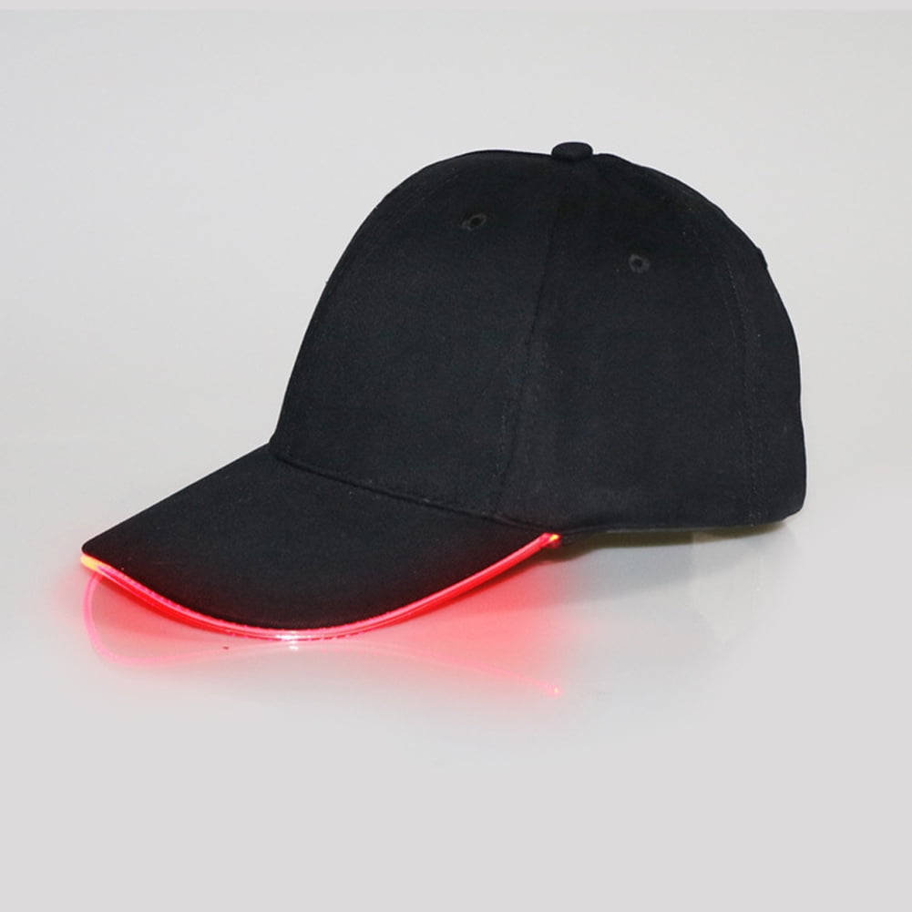 LED Light Glow Club Party Sports Athletic Black Fabric Travel Hat Cap ...