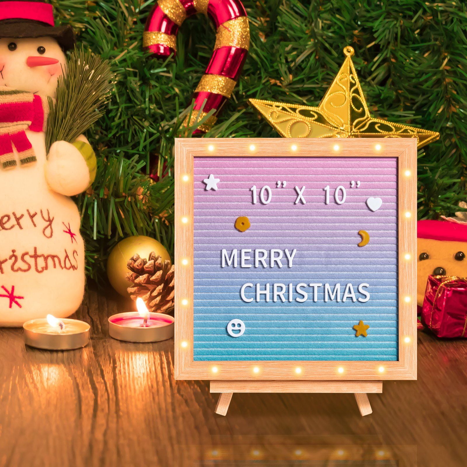 LED Light Gradient Felt Letter Board 10"x10" - 510 Letters Changeable ...
