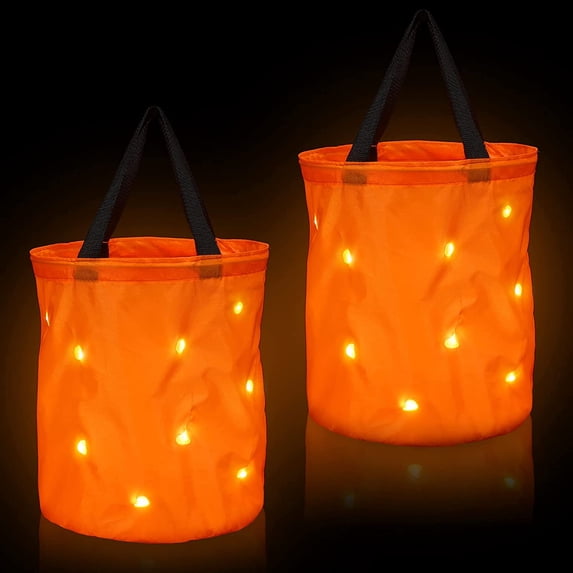 LED Light Up Halloween Trick or Treat Bags, Glow-in-Dark Candy Bags ...