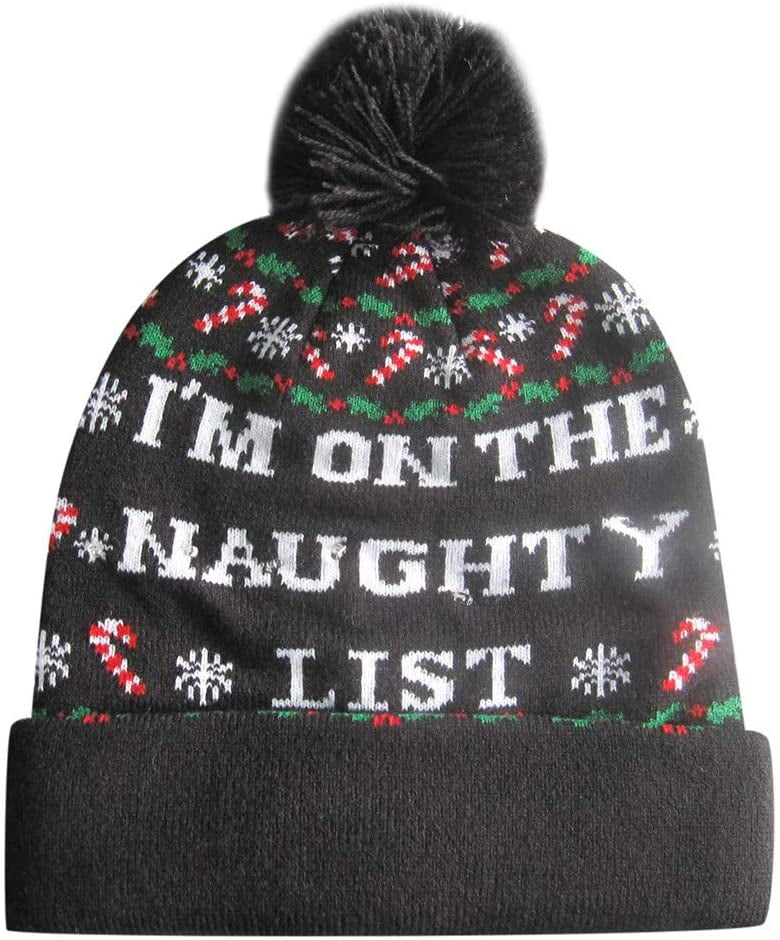 LED Light Up Hat Beanie Knit Cap,Colorful Lights LED Christmas Hat ...