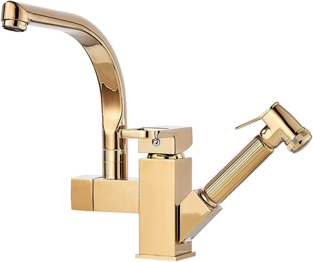 LED Light Kitchen Faucet Mixer Tap Single Handle Two Swivel Spouts ...