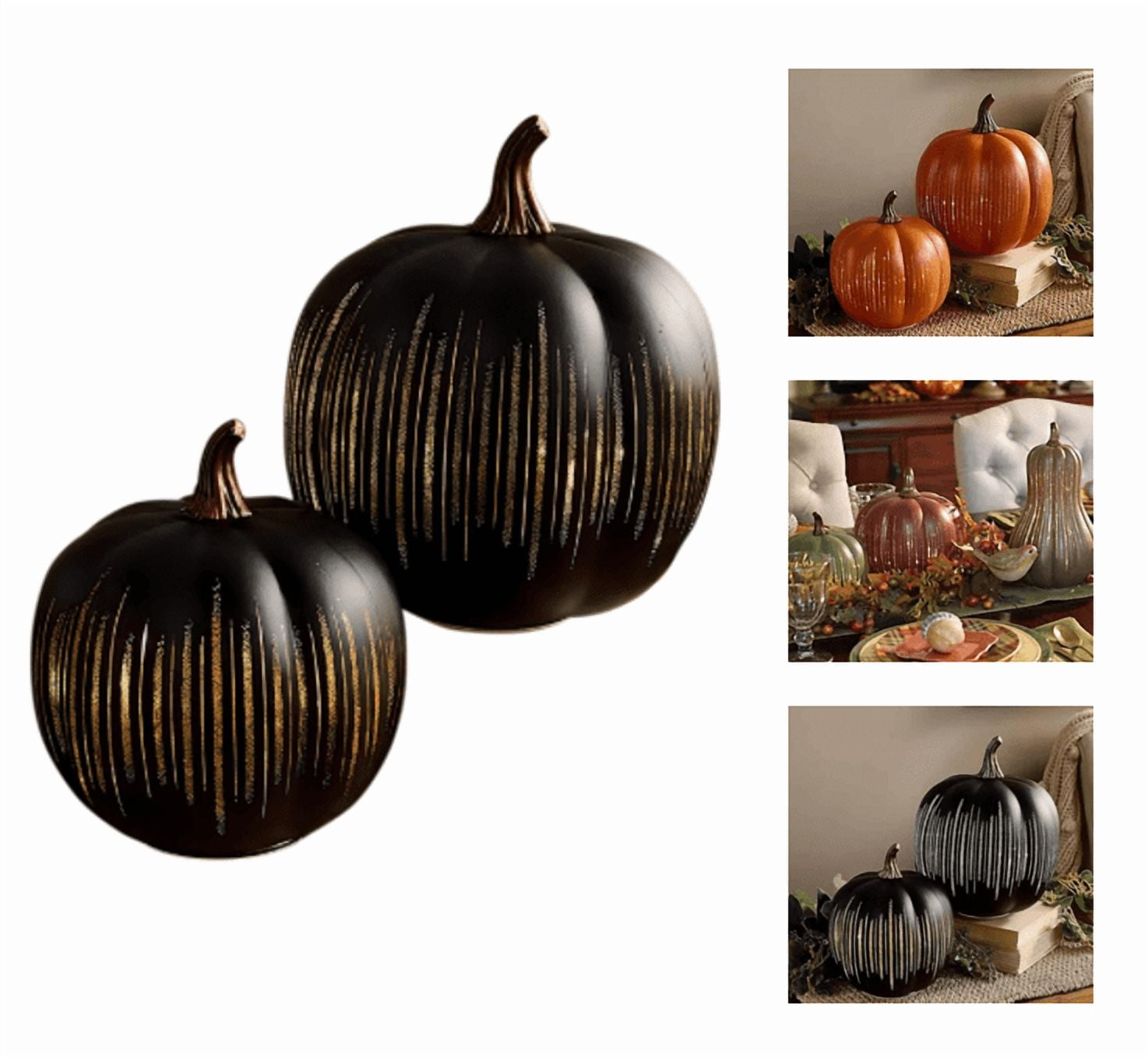 LED Light Pumpkins, Timer Lighted Sparkling Starry Night Glass Pumpkins ...