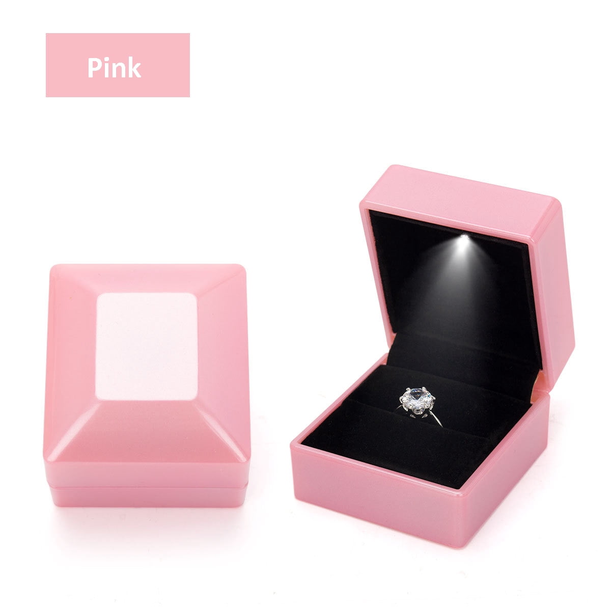 LED Light Ring Box Engagement Proposal Wedding Luxury Gift Box Red Wine ...