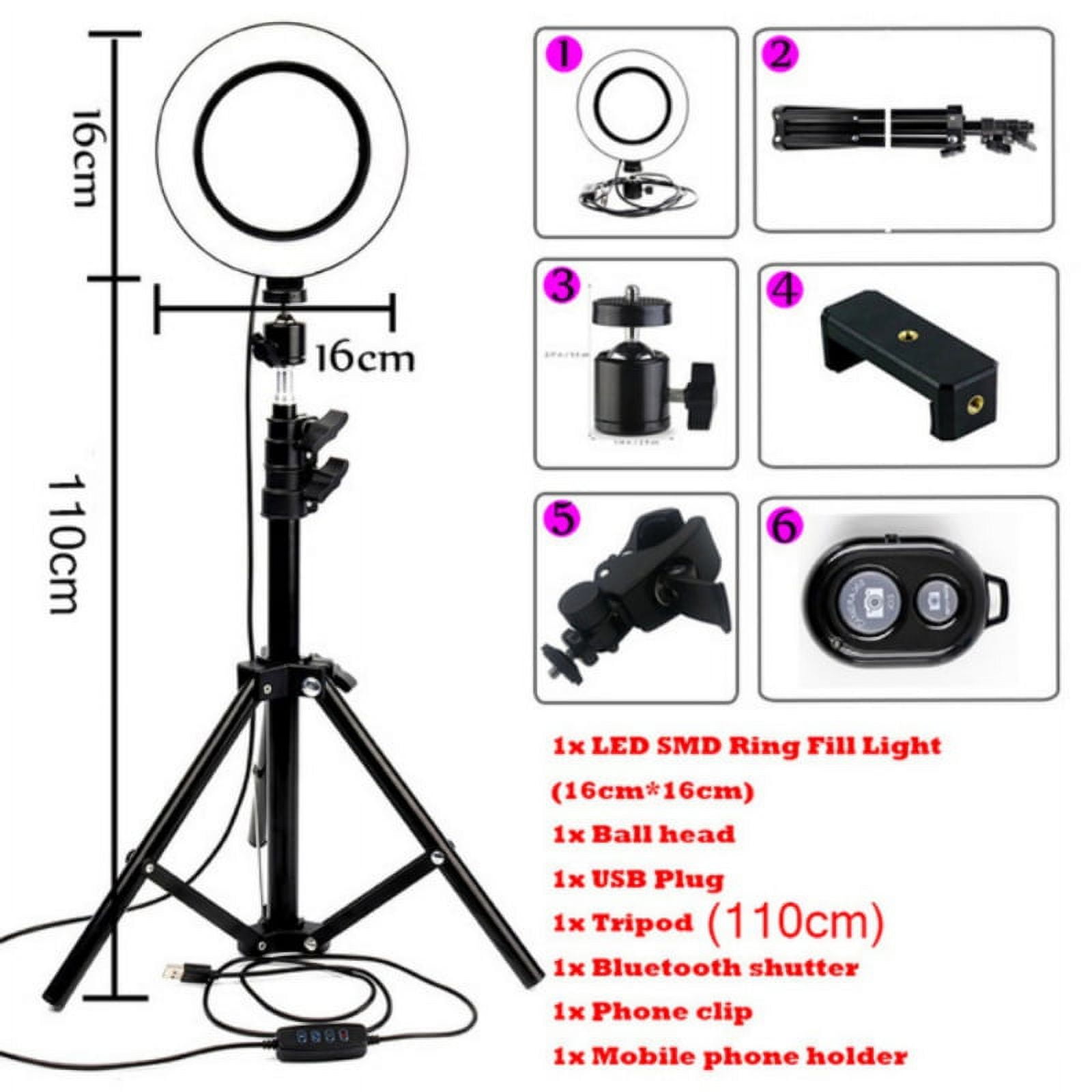 LED Light Ring Camera Studio Dimmable Light Video Selfie Phone Holder ...