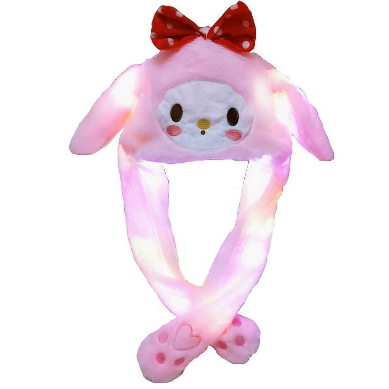 LED Light Sanrioed Kuromi Cinnamoroll Kitty Glowing Plush Ear Move Hat ...