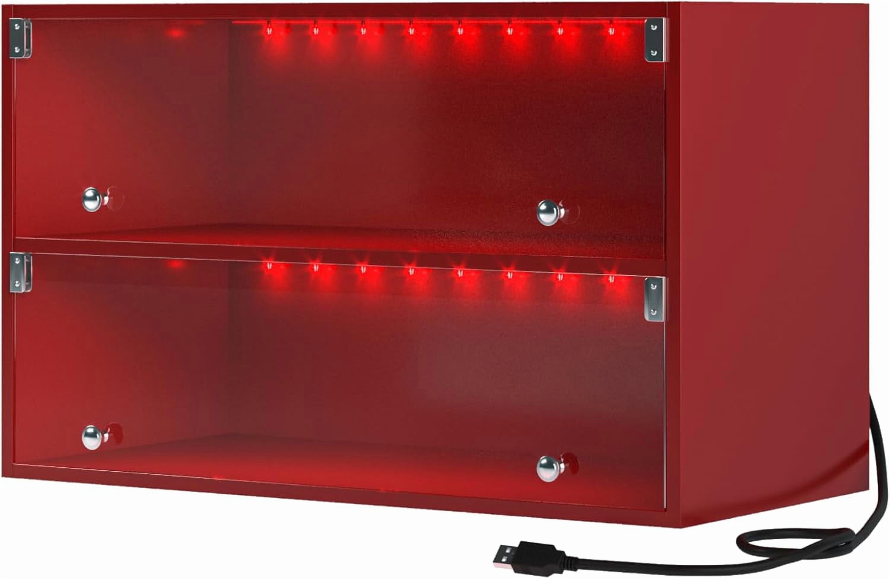 LED Light Shoe Box with Glass Doors, 2 Tiers Stackable Shoe Storage Box ...