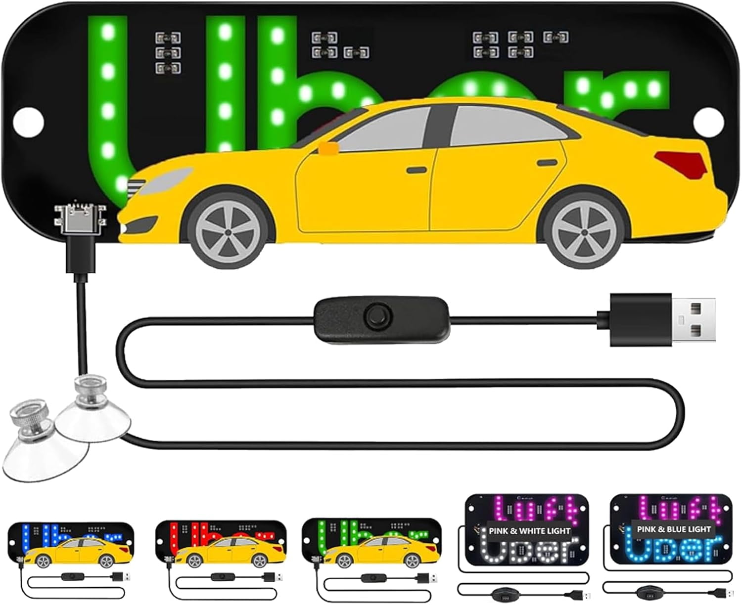 LED Light Signs for Car, Lighted LED Sign for USB Plug, Taxi Sign Light ...