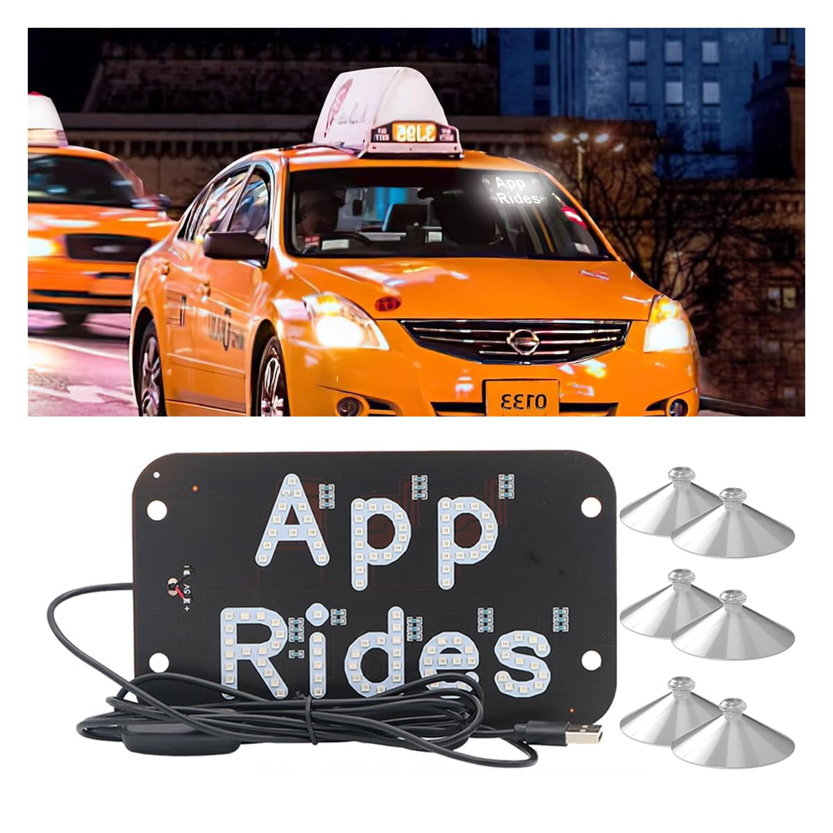 LED Light Signs for YPF5 Cars, App Rides Glow LED Sign Lights, Taxi ...