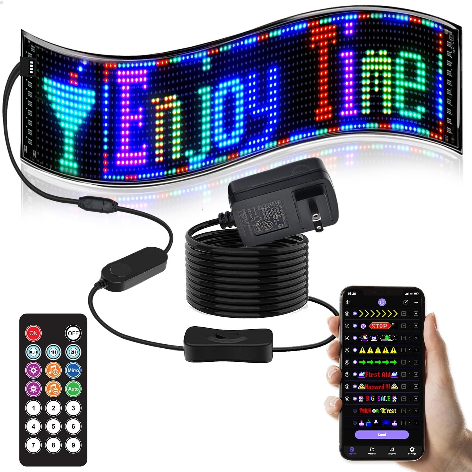LED Light Signs for Car,Programmable Flexible LED Sign,Bluetooth APP Control,Custom Text ...
