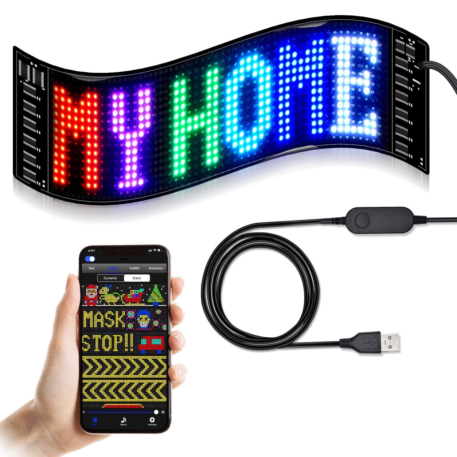 LED Light Signs for Car,Programmable Flexible LED Sign,Bluetooth APP ...
