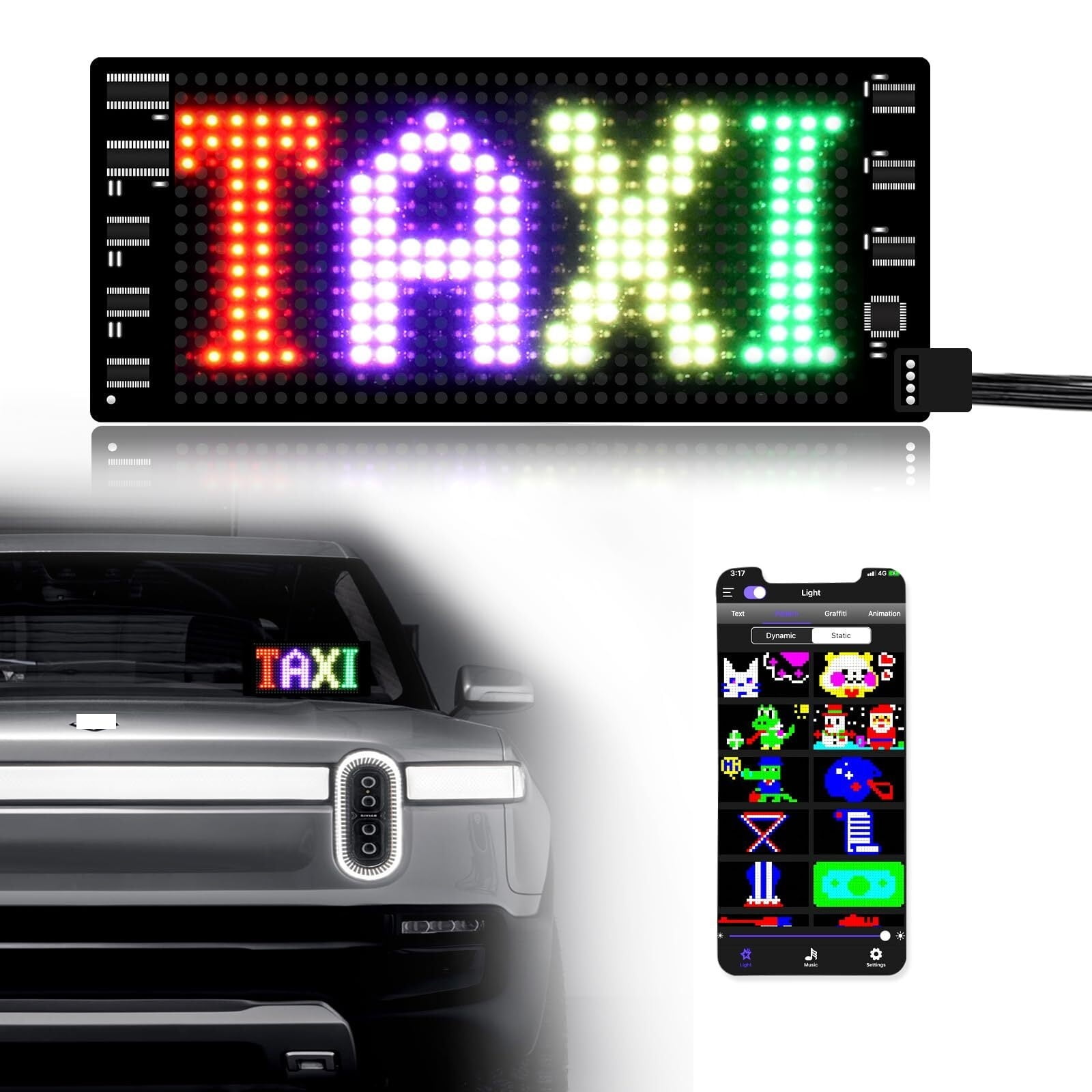 LED Light Signs for Car,Programmable Flexible LED Sign,Control by ...