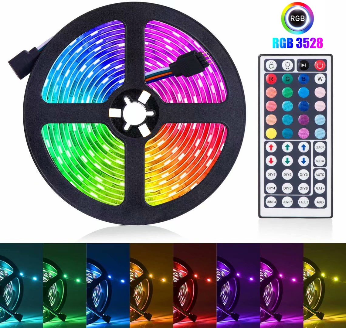 LED Light Strip, 16.4ft 5m RGB LED Light Strip Color Changing 3528 300 ...