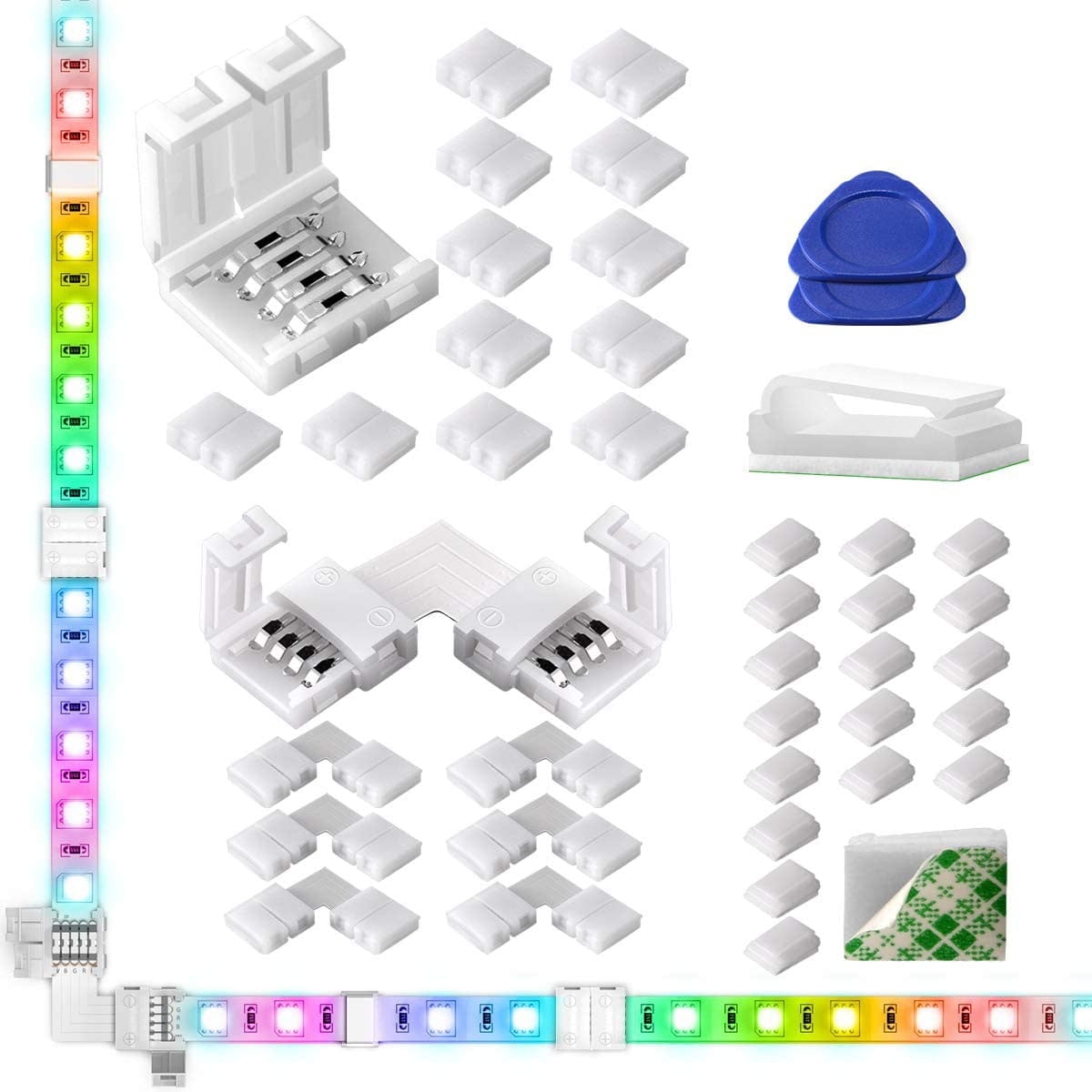 LED Light Strip Connectors 4 Pin RGB LED Lights Connectors,Gapless Connectors,L Shape Connectors ...