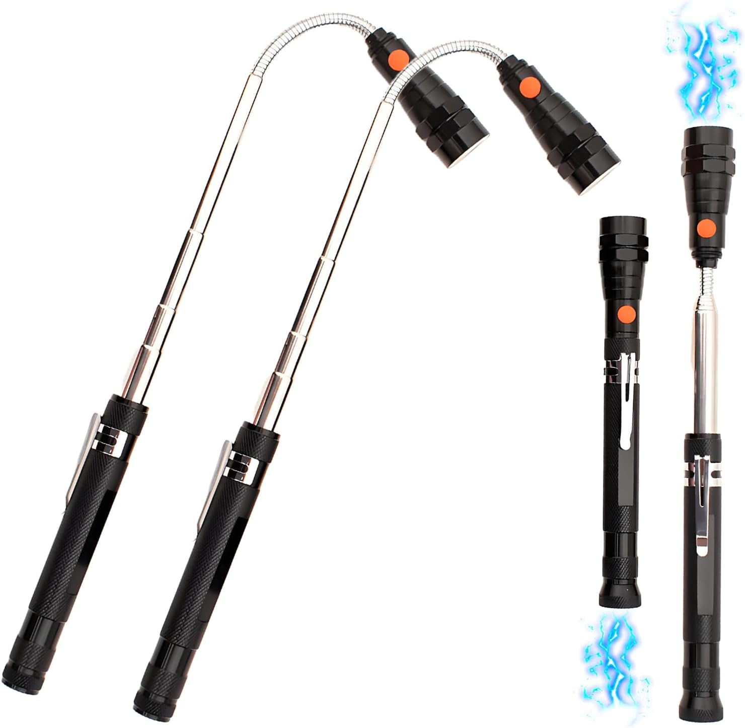 LED Light Telescoping Magnetic Pickup Tool, 22.6in Extendable Flexible ...