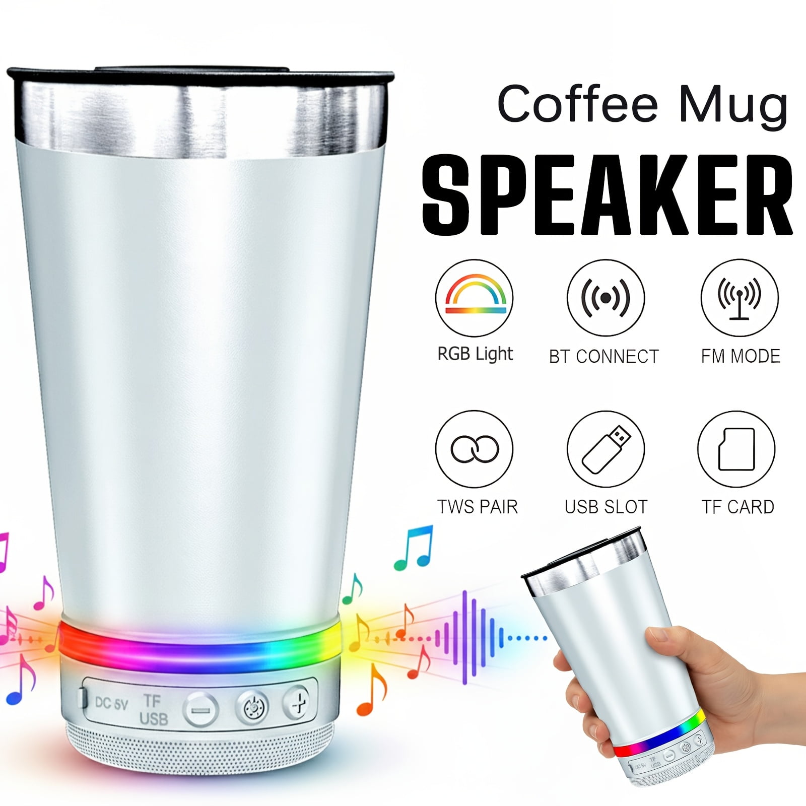 LED Light-Up BT Wireless Speaker | FM Radio, USB/TF MP3 Playback, TWS ...
