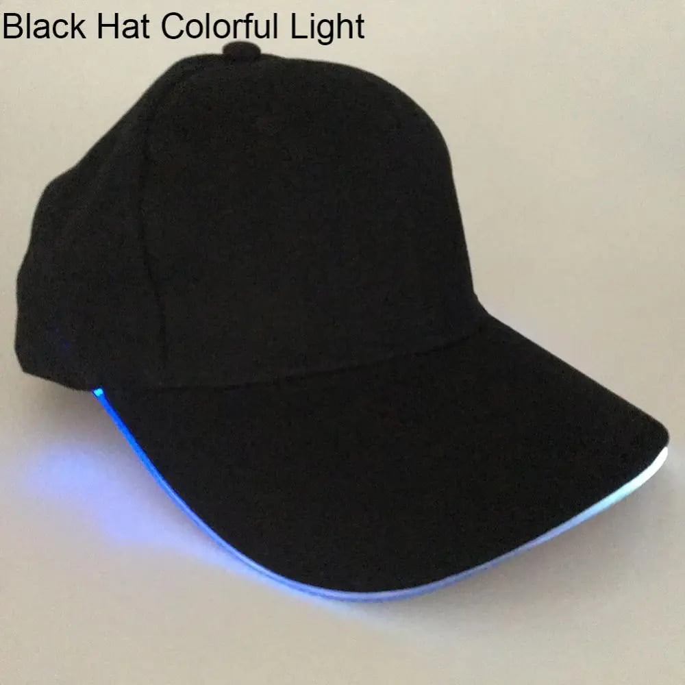 LED Light Up Baseball Cap Glowing Hats For Women Men Night Running Caps ...