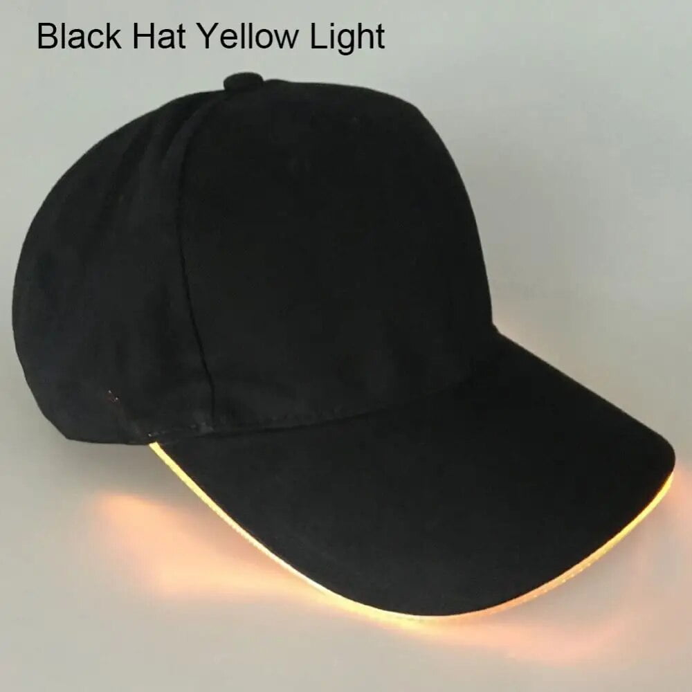 LED Light Up Baseball Cap Glowing Hats For Women Men Night Running Caps ...