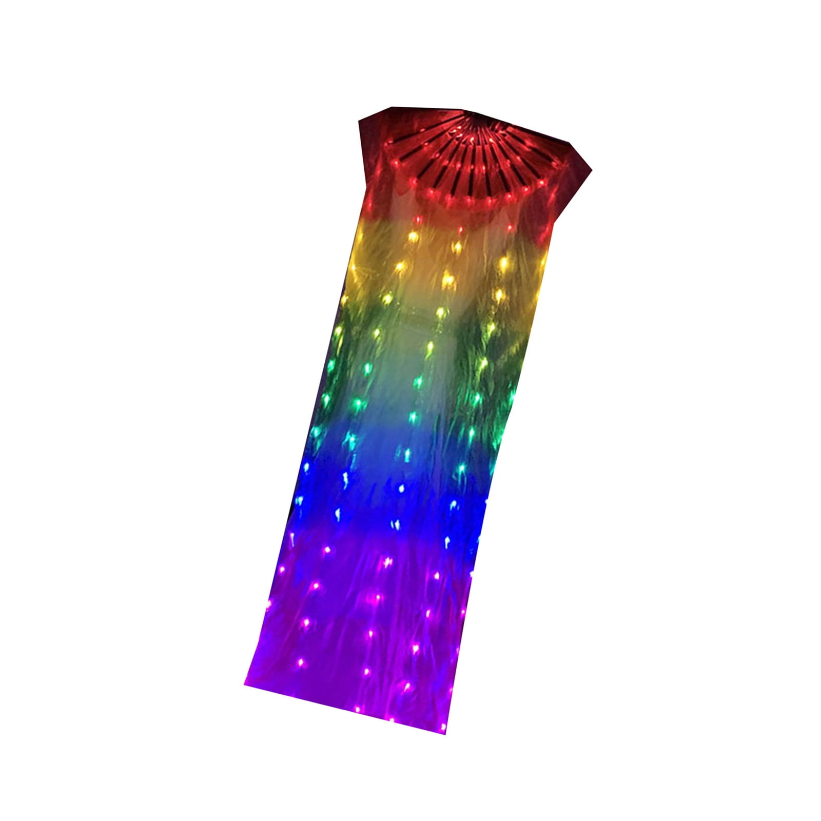 LED Light Up Belly Dance Fan Operated Illuminating Rainbow Long Folding ...