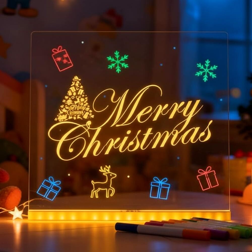 LED Light-Up Board with Colors - Acrylic Dry Erase Memo Board, Includes ...