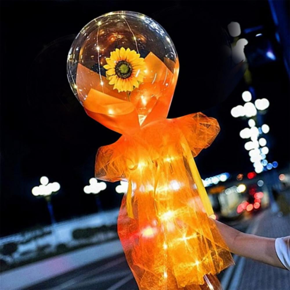 LED Light Up Bobo Balloons 2 Packs, Flashing Handles,Transparent Bubble ...