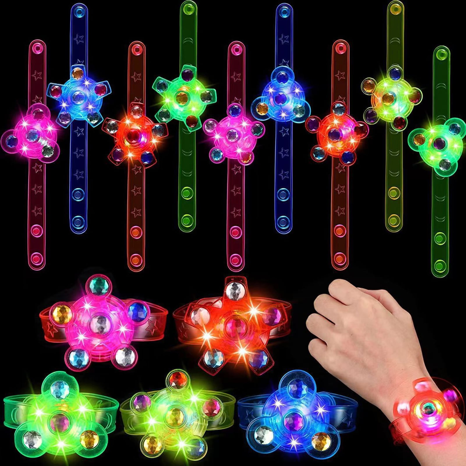 LED Light Up Bracelet - 10Pcs Luminous Glow in The Dark Party Favors ...