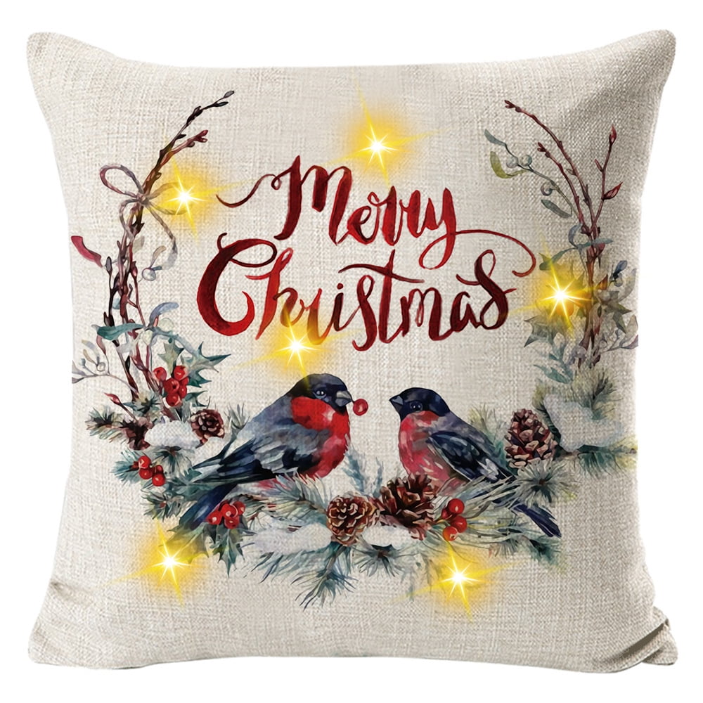 LED Light Up Christmas Holiday Pillow Cover Throw Pillow Cover Xmas ...