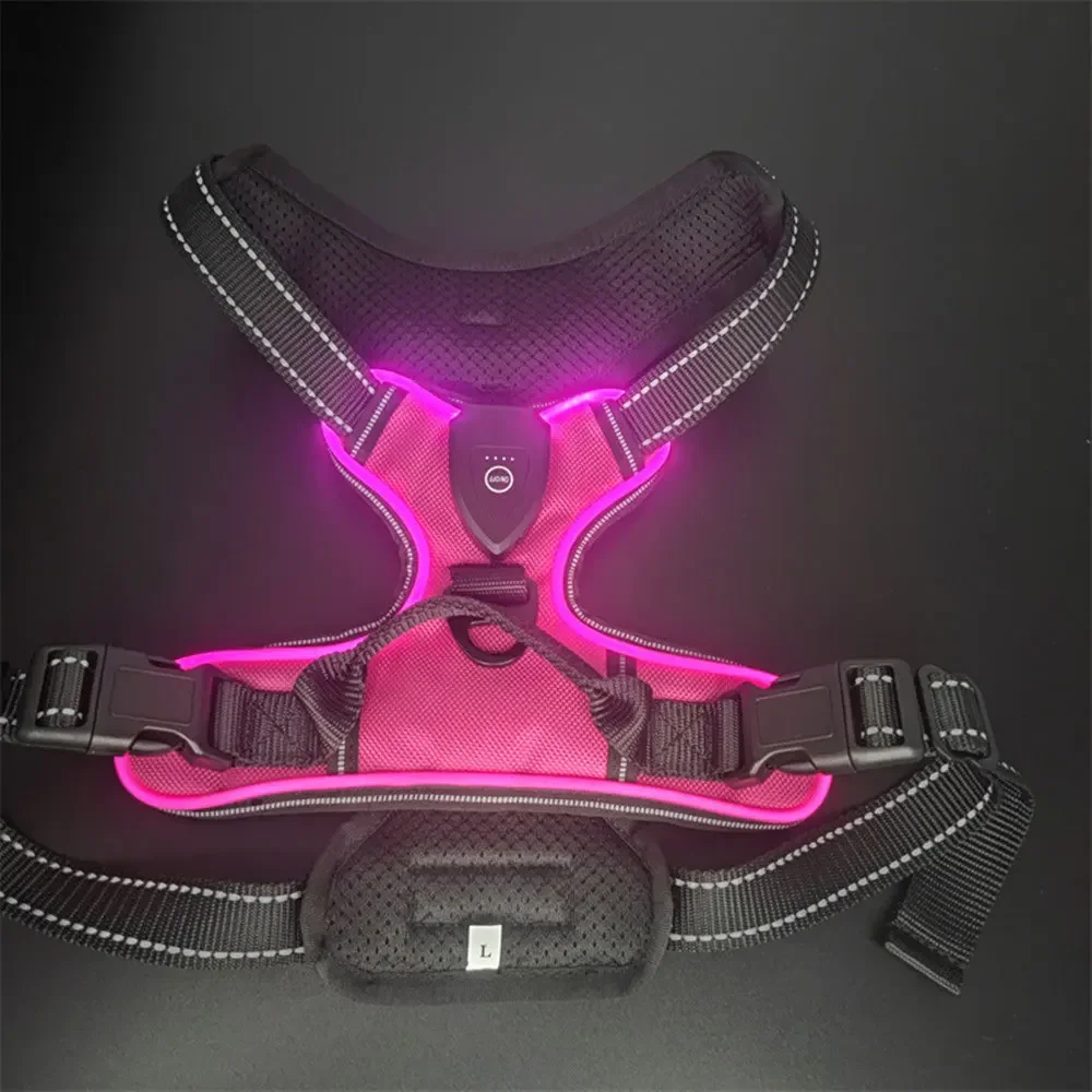 LED Light Up Dog Harness No Pull Adjustable Rechargeable Pet Vest ...