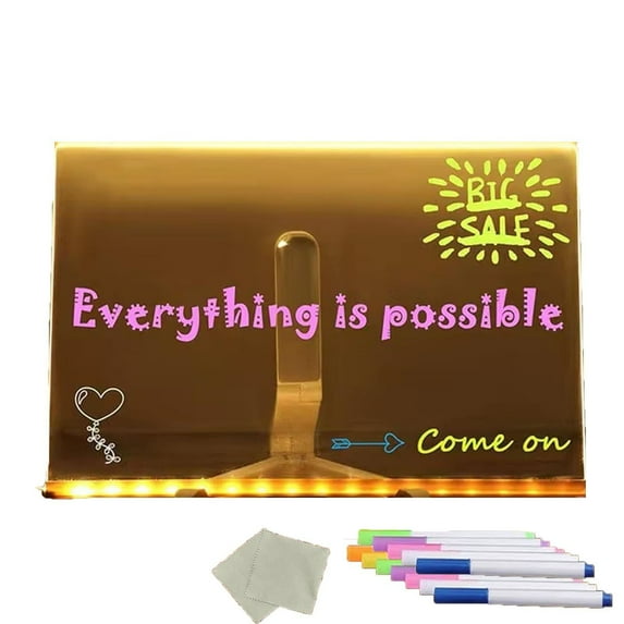 LED Light Up Drawing Board Transparent Writing Message Board For Kids ...