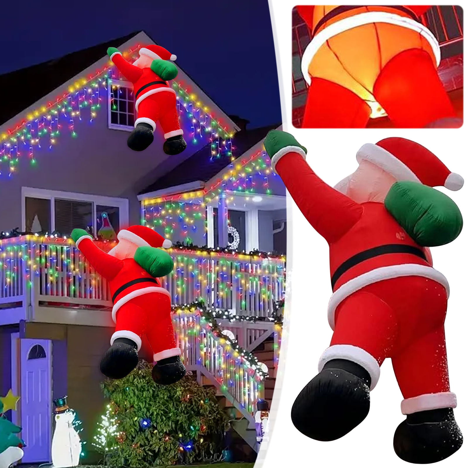 LED Light-Up Inflatable Santa with Straight Legs in Green Backpack 2m ...
