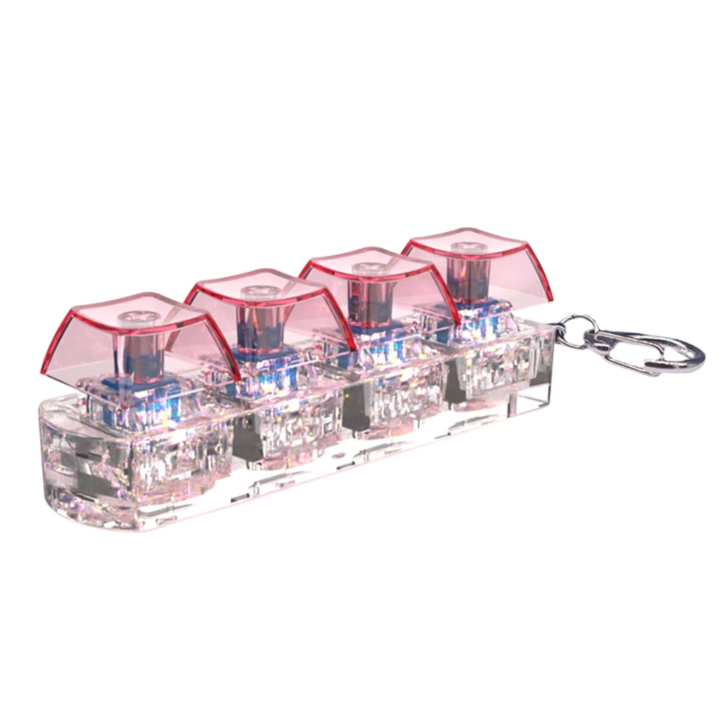 LED Light Up Keyboard Clicks Toy 4Key Keycap Tester Keychain For ...