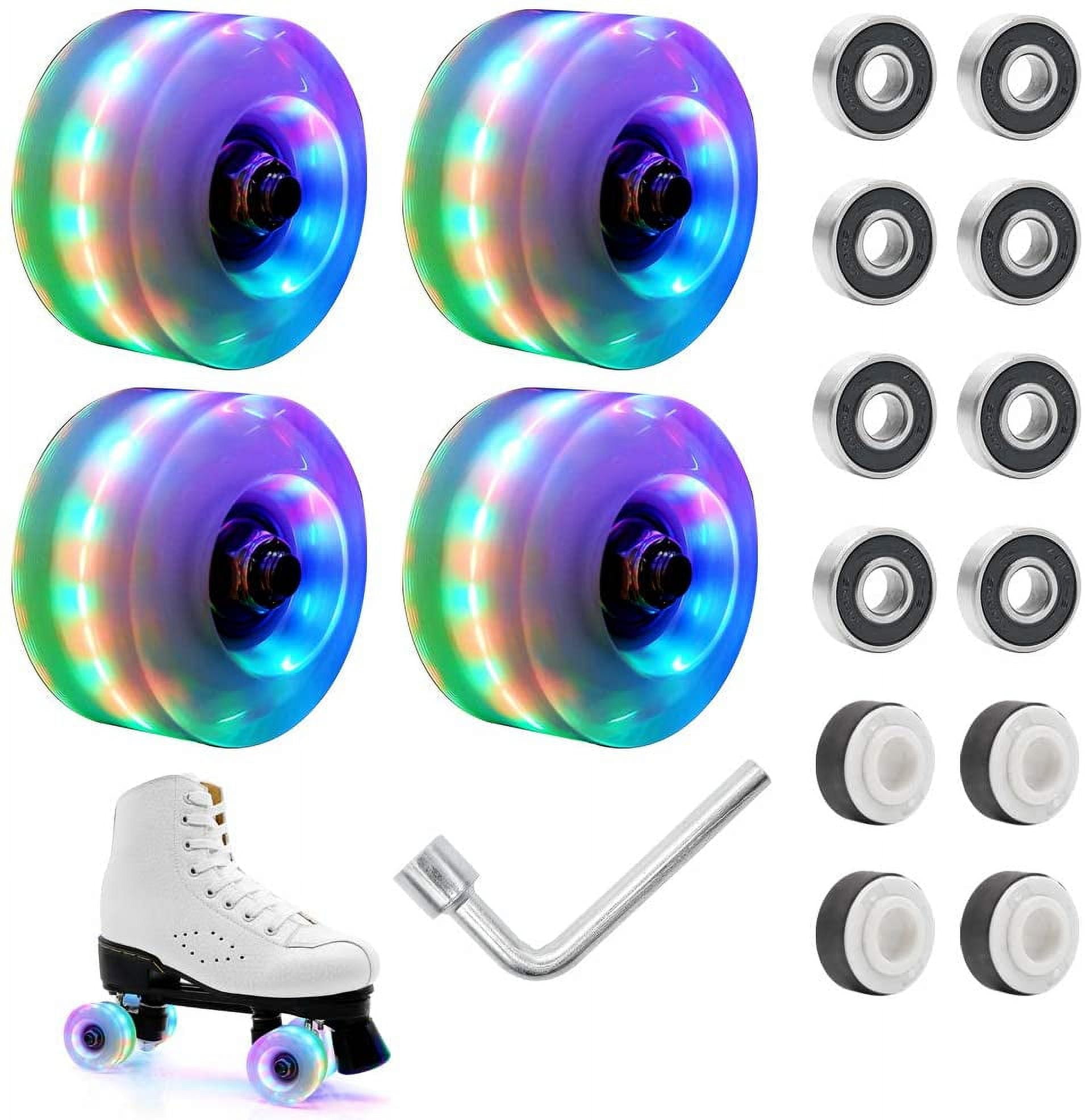 LED Light Up Roller Skate Wheels with Bearings 4 Pack Cool Lighting-up ...