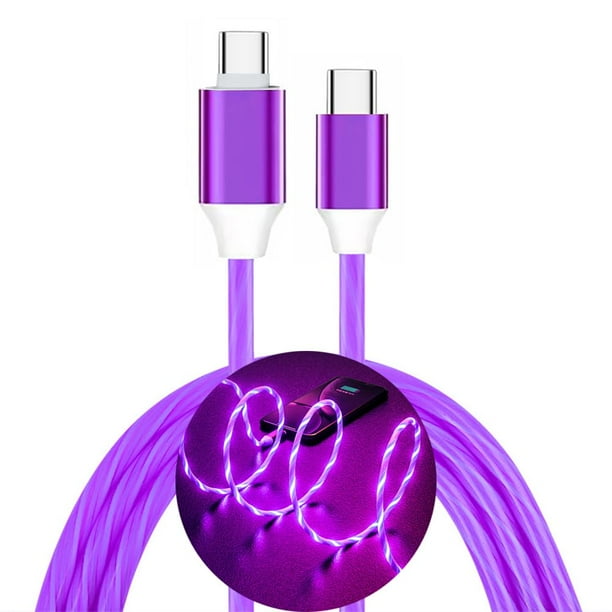 LED Light Up USB C Charging Cable, USB C to USB C Charger Cable, 3A ...