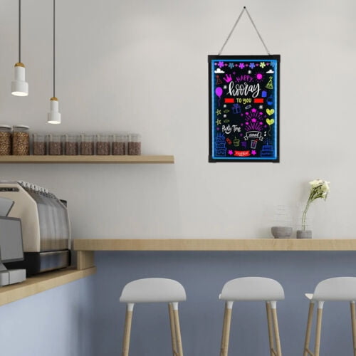 LED Light Up Writing Board Flashing Illuminated Message Menu Sign Board ...