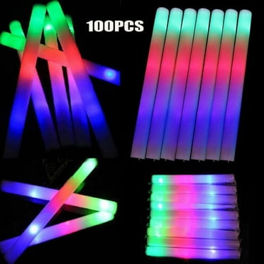 LED Foam Batons Pack of 100 Multicolor Light Up Batons with 3 Modes, 18 ...