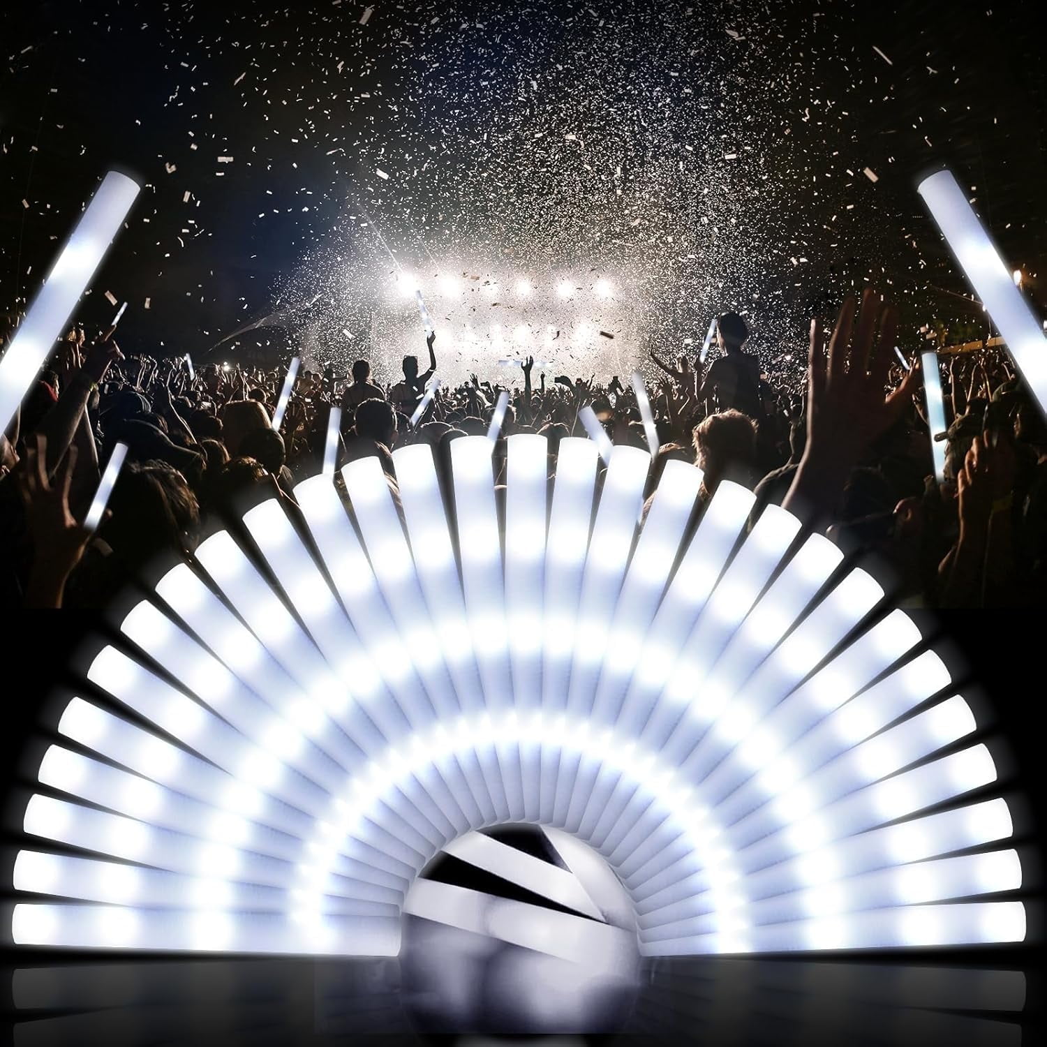 LED Light up 18.9 inch Glow Foam Stick Cheer Tube Soft Batons - 100 ...