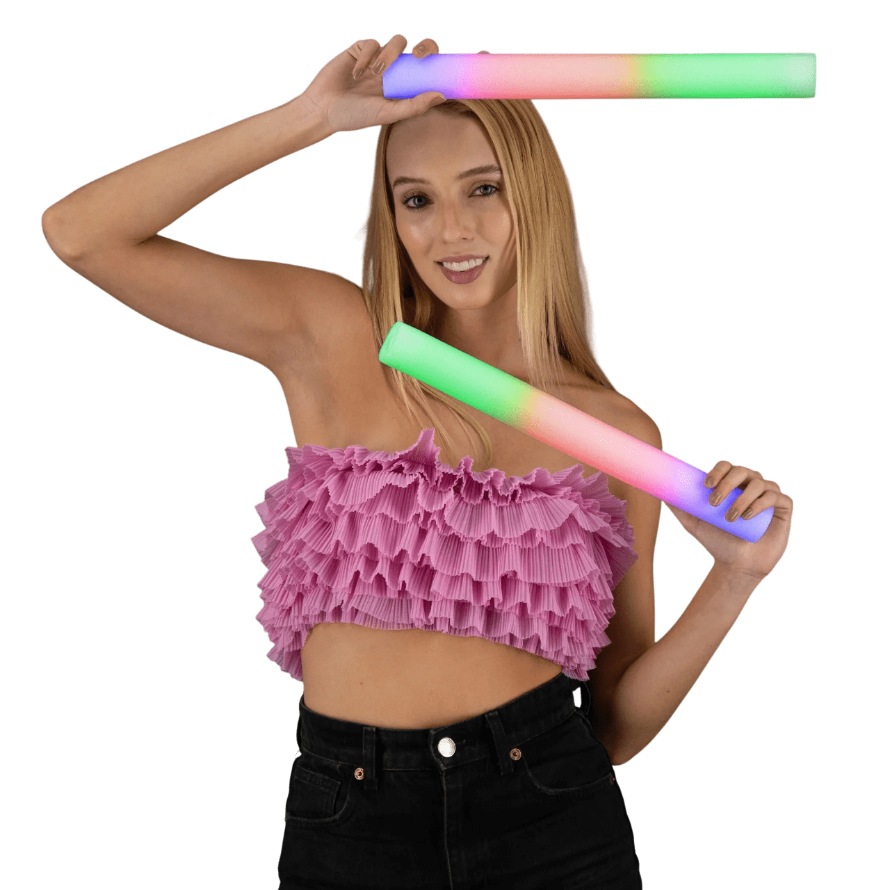 PartyGlowz, 16" LED Foam Glow Sticks, 50 ct MultiColor Light Up Batons ...